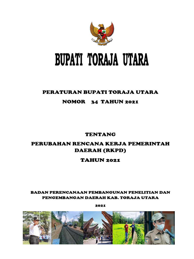 PERDA NOMOR 34 TAHUN 2021 TENTANG PERUBAHAN RENCANA KERJA PEMERINTAH ...