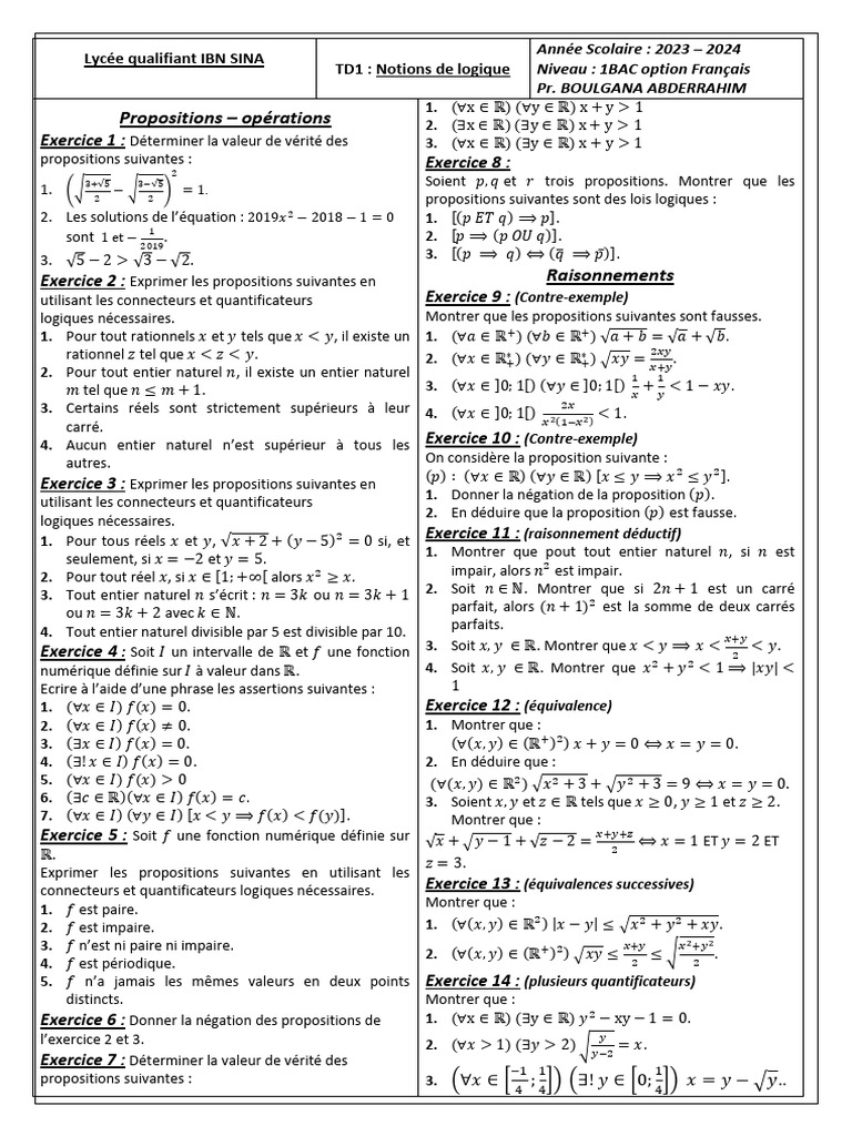 Serie 1 Logique | PDF