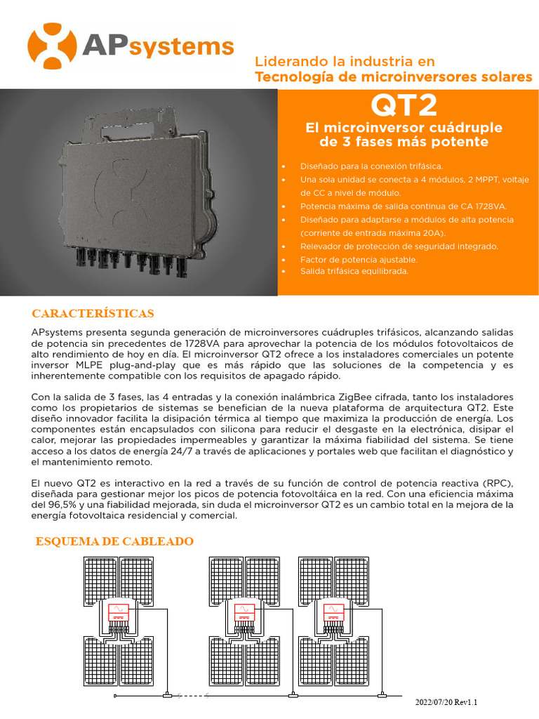 APsystems Microinverter QT2 For LATAM Datasheet | PDF | Ciencia y ...