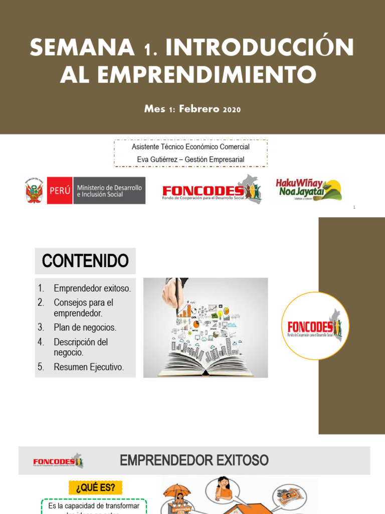 Semana 1 - Introduccion Al Emprendimiento | PDF