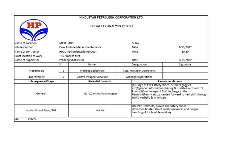 JSA TFM Maintenance | PDF