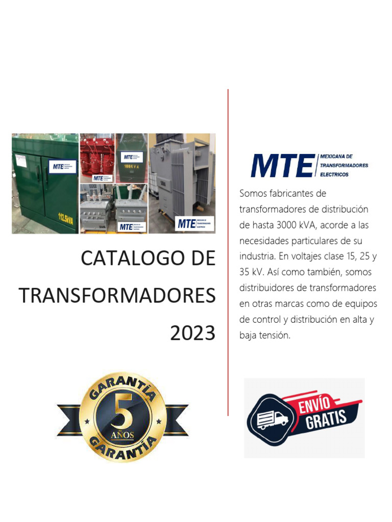 Catalogo Transformadores Mte 2023 | PDF | Cobre | Transformador