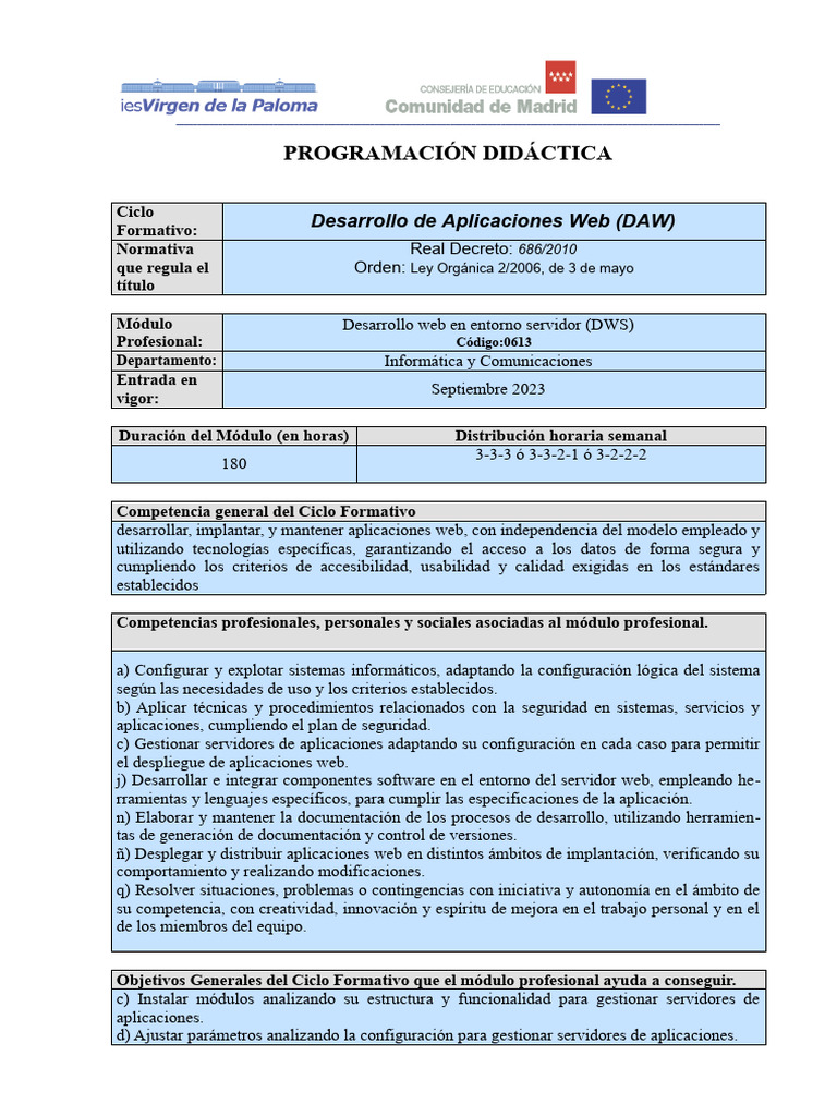 Desarrollo web en entorno servidor | PDF | Aplicación web | Evaluación