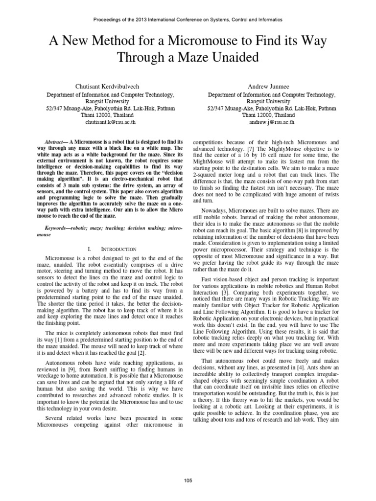 A New Method For A Micromouse To Find Its Way | PDF