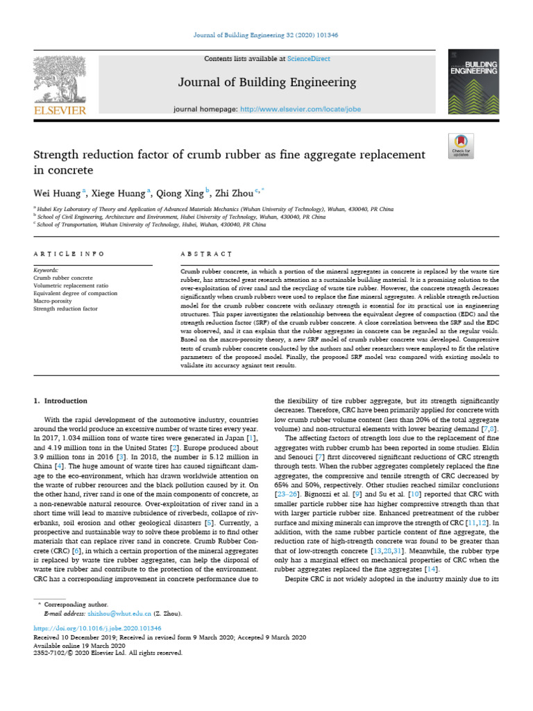 Strength Reduction Factor of Crumb Rubber As Fine Aggregate Replacement ...