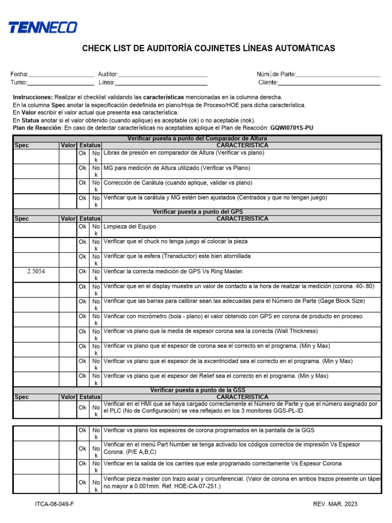 Check List De Auditoria 5sos