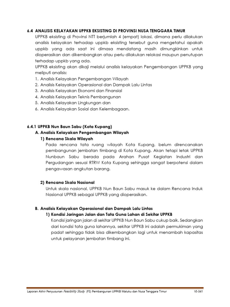 Bab 6.2 Analisis Kelayakan Pembangunan UPPKB Di Provinsi NTT | PDF