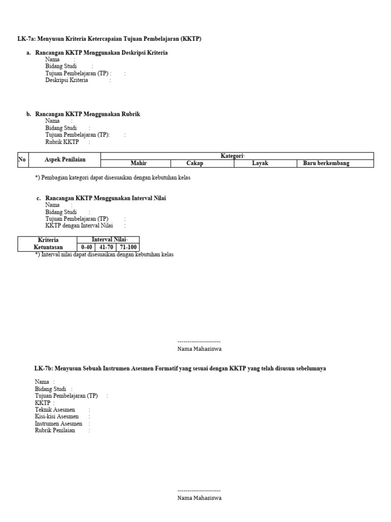 LK-8. Menyusun KKTP Dan Isntrumen Asesmen Sumatif | PDF