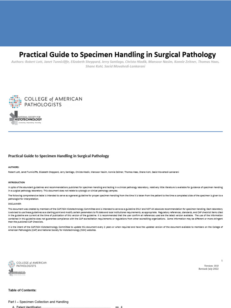 Practical Guide Specimen Handling | PDF