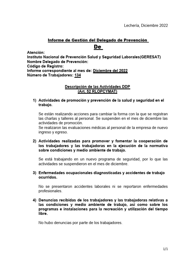 Informe DDP Y CSSL Diciembre | PDF Informe DDP Y CSSL Diciembre | PDF