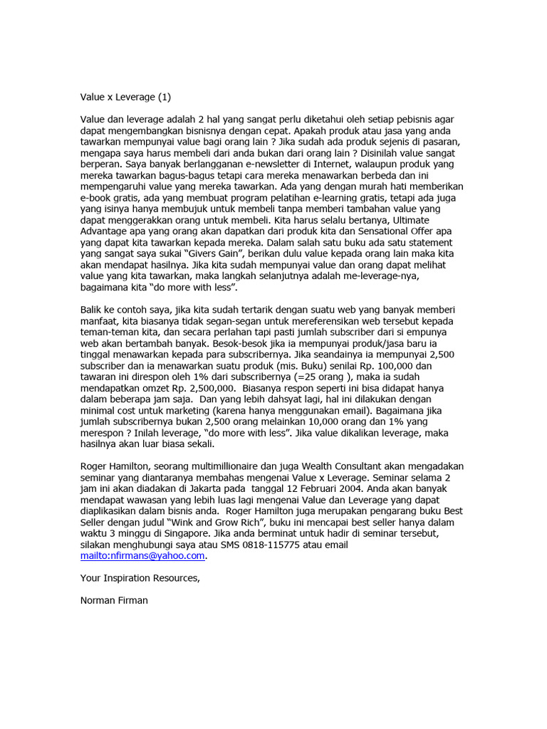 Value X Leverage | PDF