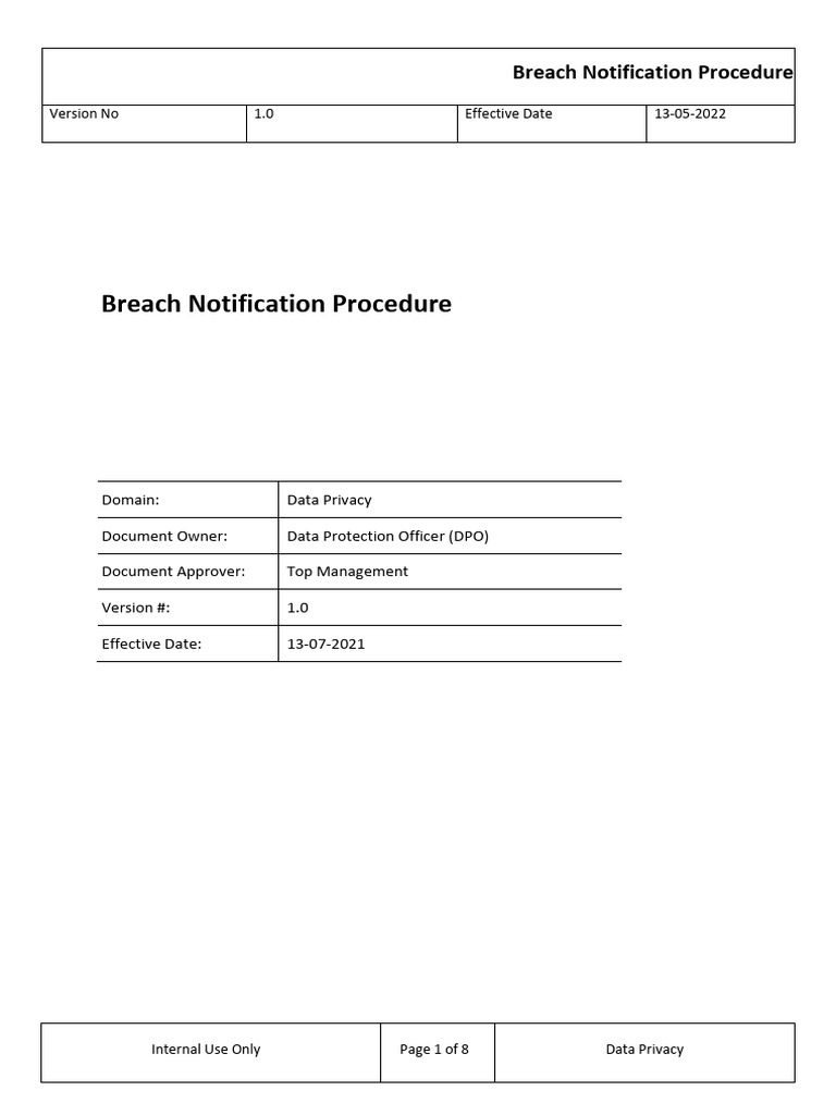 Breach Notification Procedure | PDF | Information Security | Computer ...