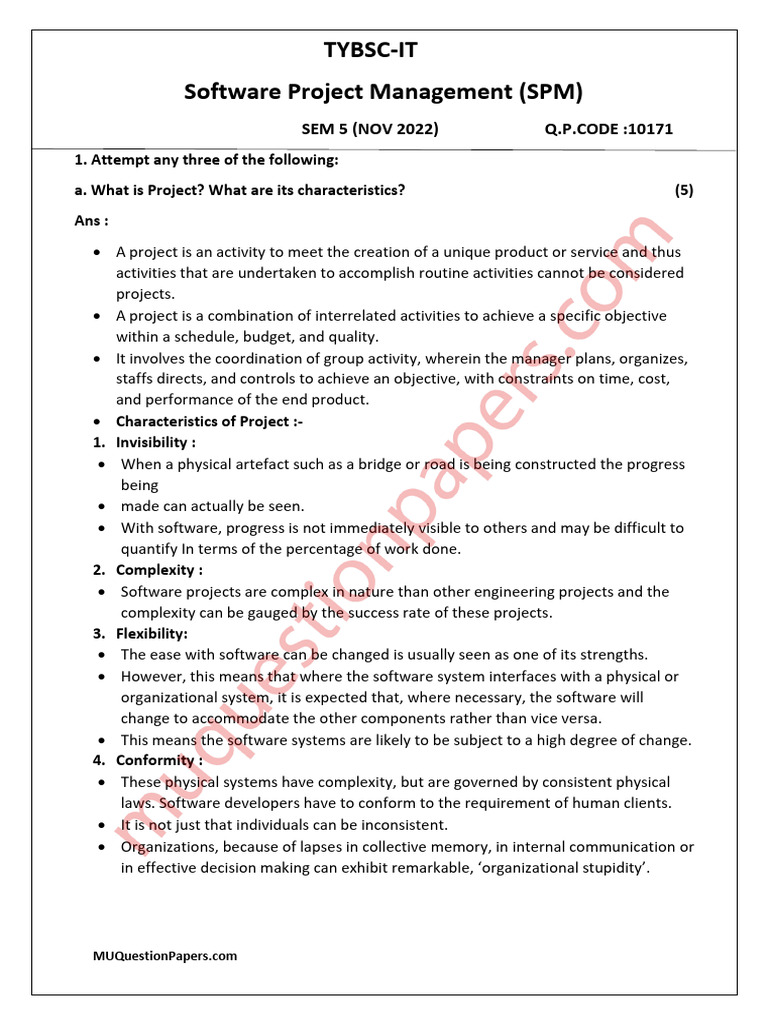 Science BSC Information Technology Semester 5 2022 November Software ...