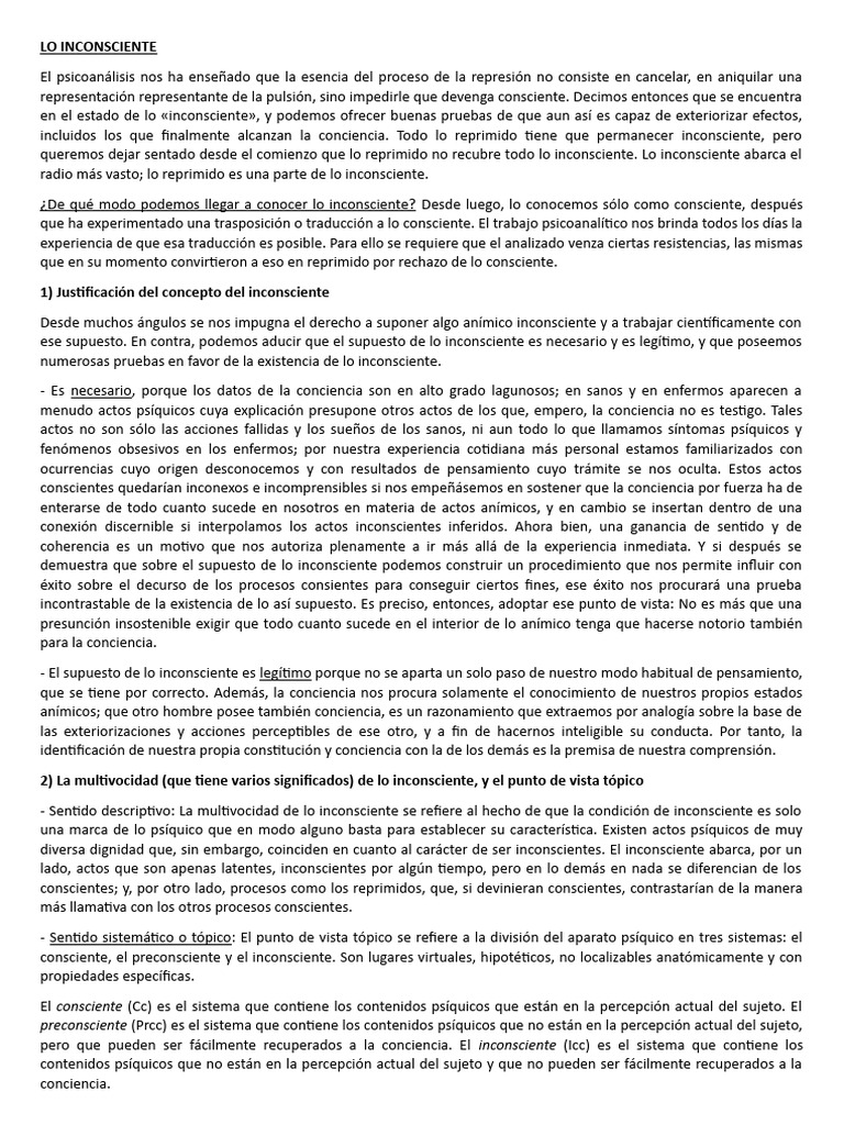 Comprendiendo el Inconsciente en Psicoanálisis | PDF | Mente ...