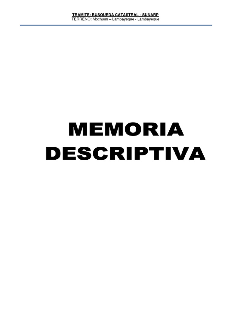 Memoria Descriptiva Mochumi Planos PDF