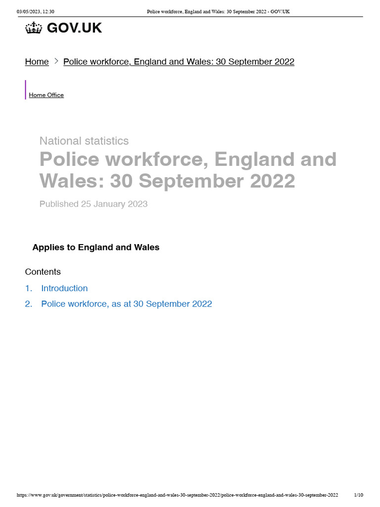 Police Workforce, England and Wales - 30 September 2022 - GOV - UK ...