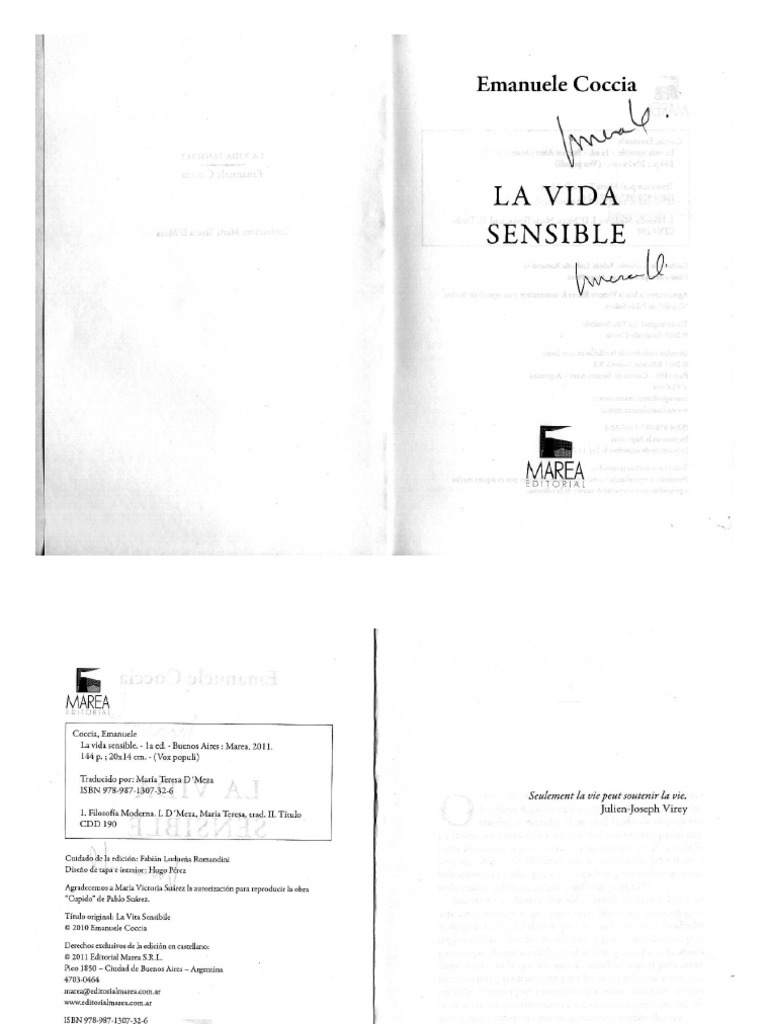 La Vida Sensible Emanuele Coccia | PDF