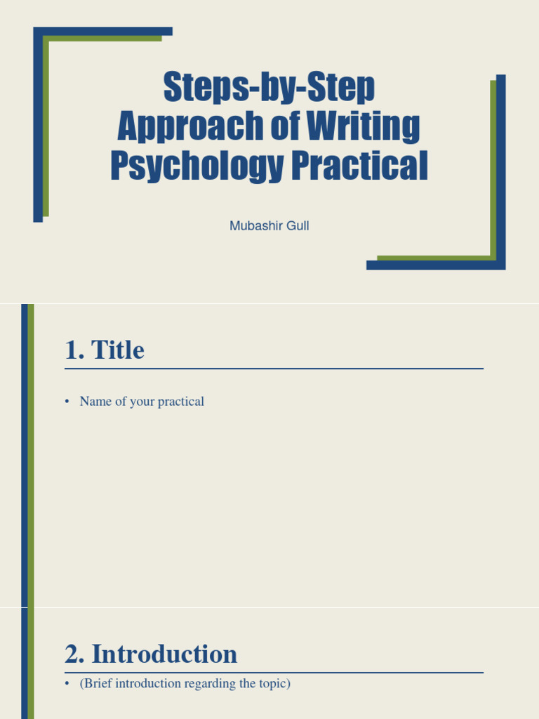 Steps-by-Step Approach of Writing Psychology Practical | PDF