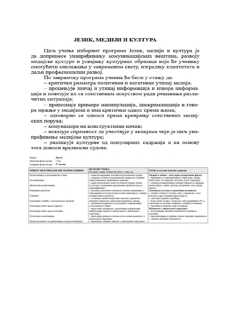 Jezik Mediji I Kultura | PDF