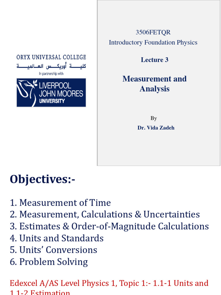 Lecture 3 - Measurement and Analysis Final | PDF | Significant Figures ...