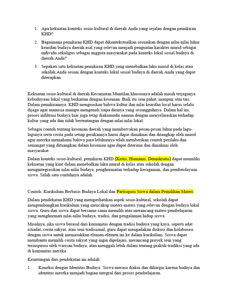 Konteks Sosio-Kultural Pemikiran KHD | PDF