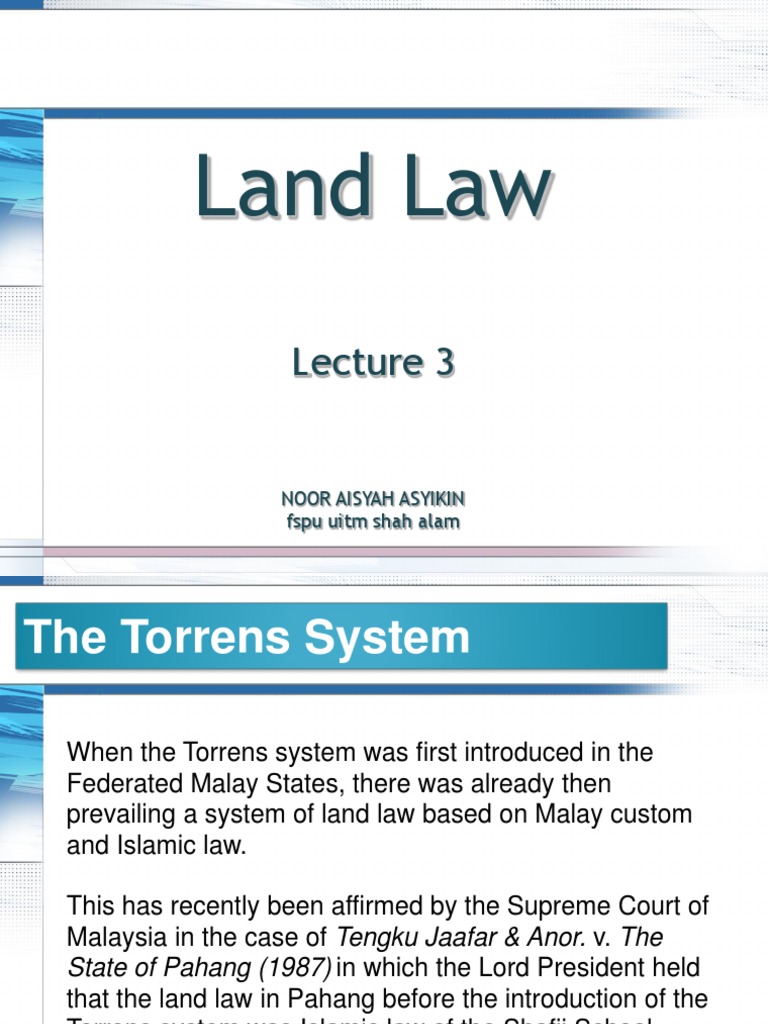 BSB511 Lecture 3 (Torrens System & NLC) | PDF