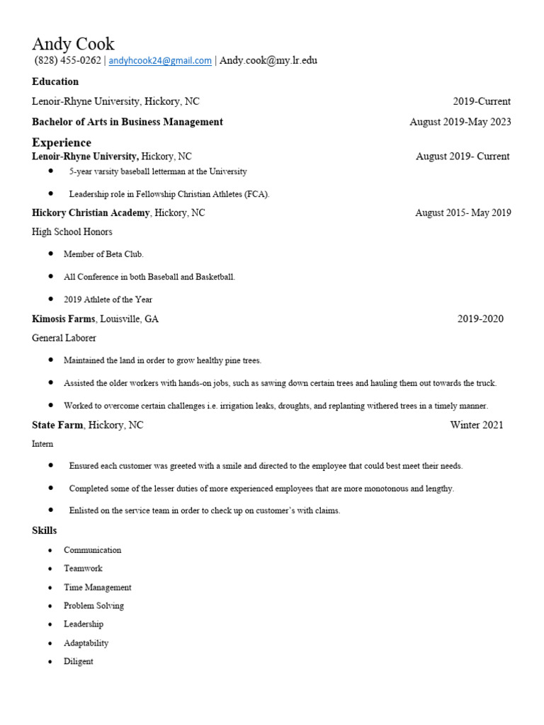 Andy Cook Resume | PDF