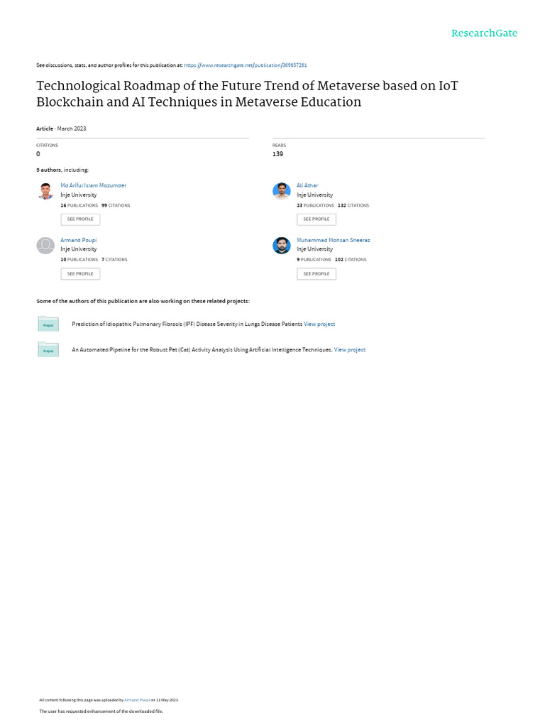 Technological Roadmap of The Future Trend of Metaverse Based On IoT ...