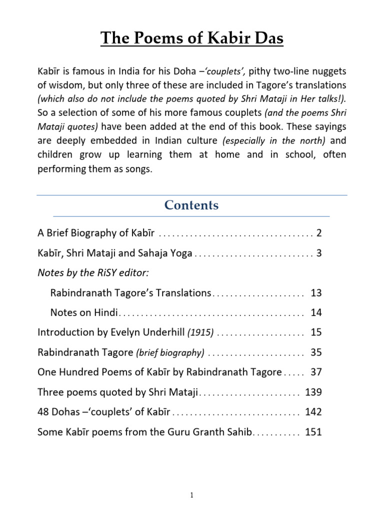 Poems of Kabir | PDF | Sufism | Guru Nanak