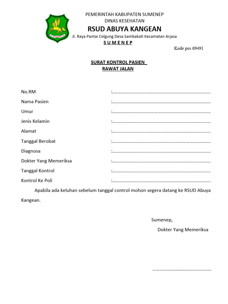 Surat Kontrol Rawat Jalan | PDF