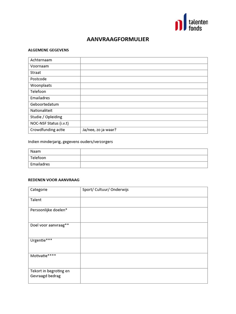 Aanvraagformulier Website | PDF