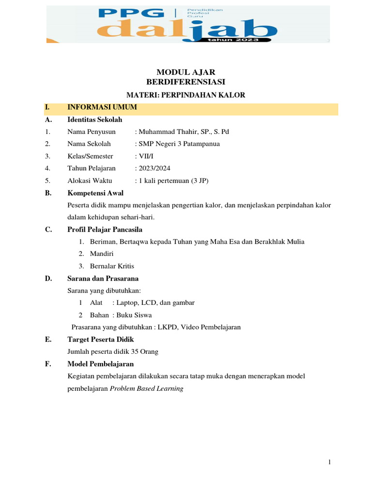 RPP 1. Muh. Thahir p1. Modul Ajar Ilmu Pengetahuan Alam (Ipa) - Modul ...