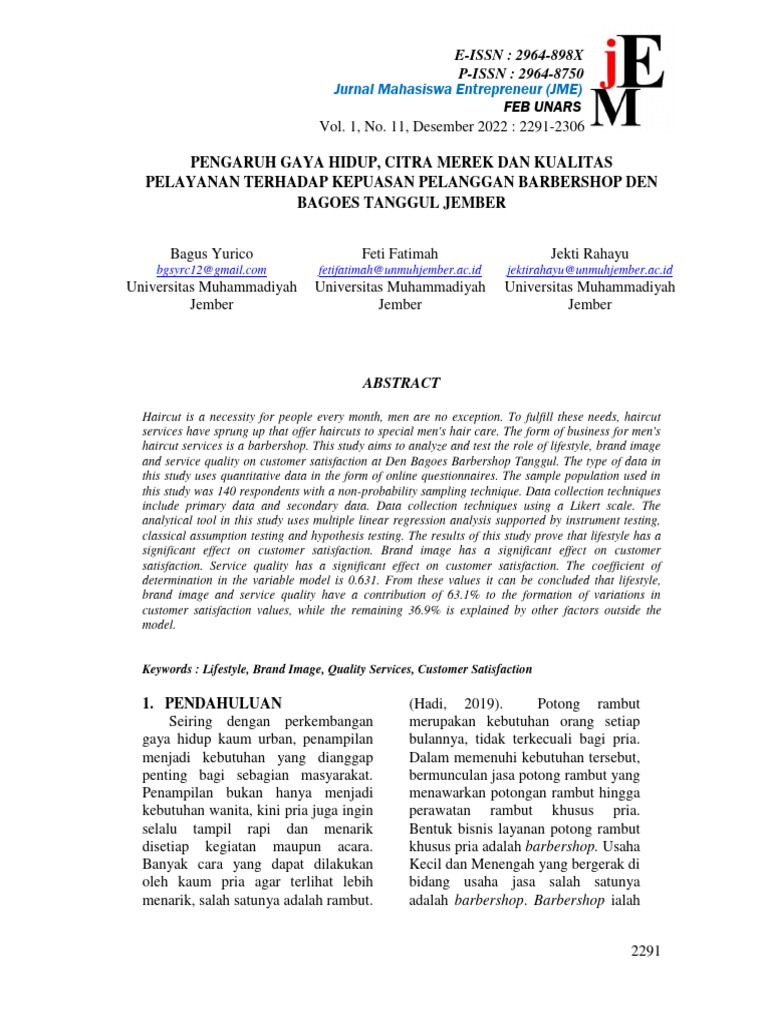 6 Pengaruh Gaya Hidup, Citra Merek Dan Kualitas Pelayanan Terhadap Kepuasan Pelanggan Barbershop ...