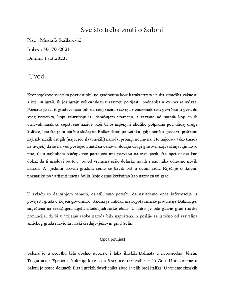 Sve Što Treba Znati o Saloni - Mustafa Sedlarević | PDF