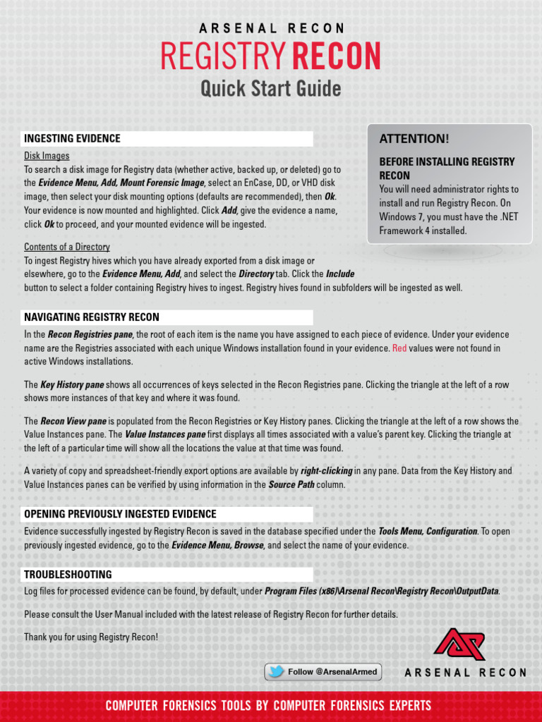 Registry Recon Quick Start Guide | PDF