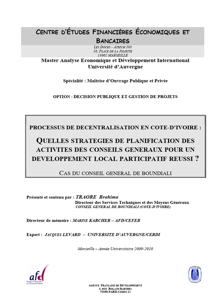 Memoire Version Définitive | PDF | Communes de France | Décentralisation