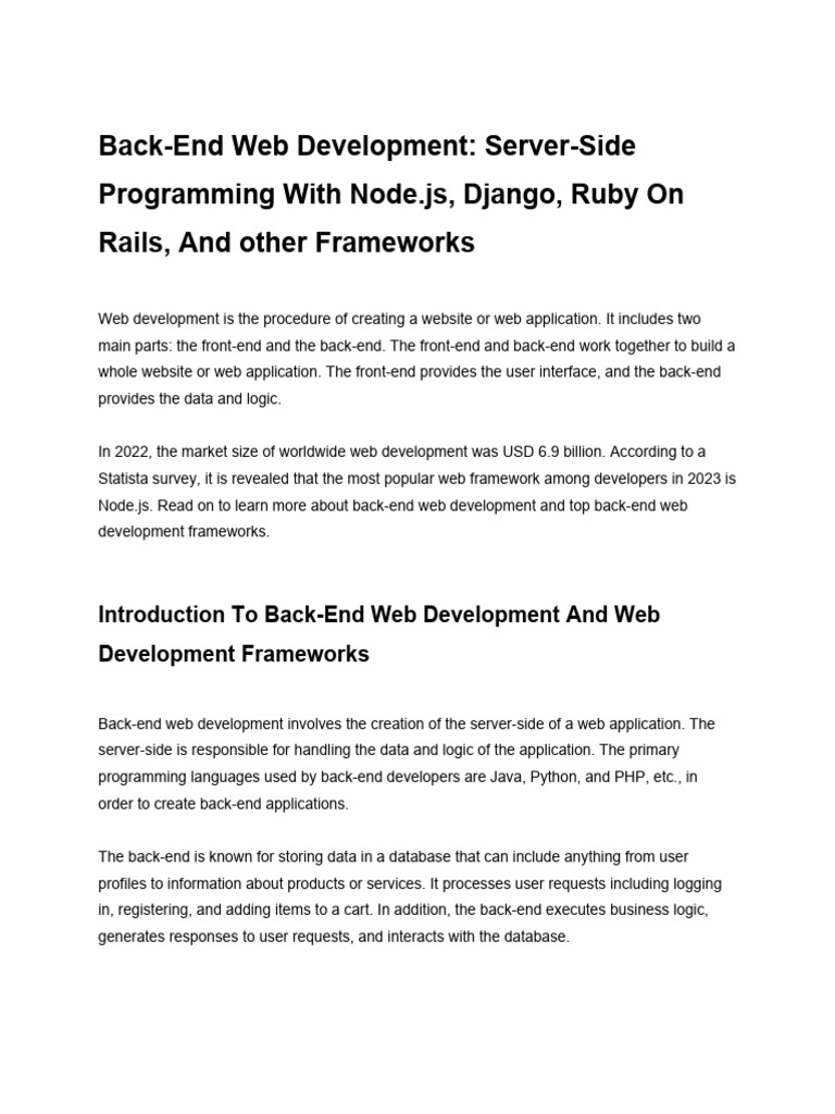 Back-End Web Development - Server-Side Programming With Node | PDF ... Back-End Web Development - Server-Side Programming With Node | PDF ...