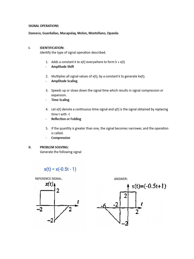 Signal Operations: Types & Examples | PDF | Teaching Methods & Materials