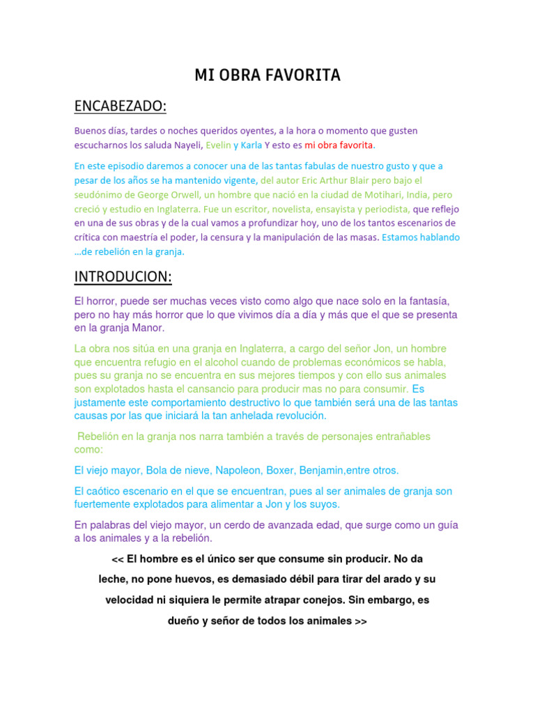 Mi Obra Favorita | PDF | George Orwell