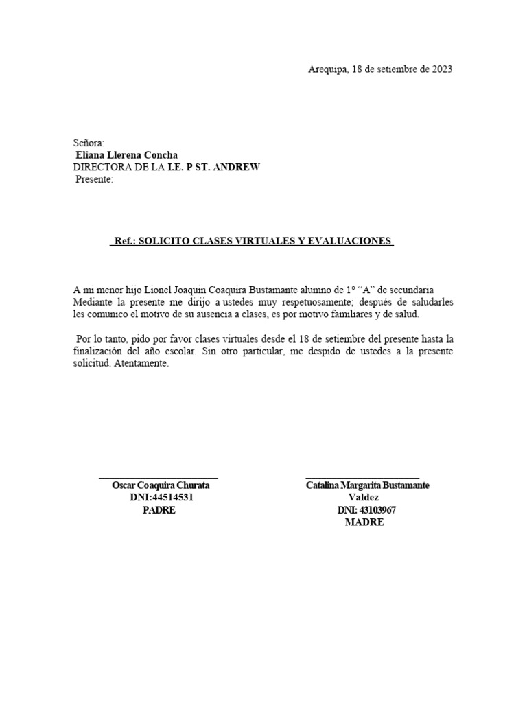 Documento Solicitud | PDF