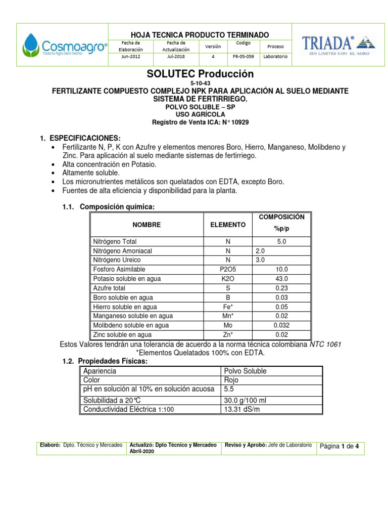 F. TECNICA SOLUTEC Produccion | PDF