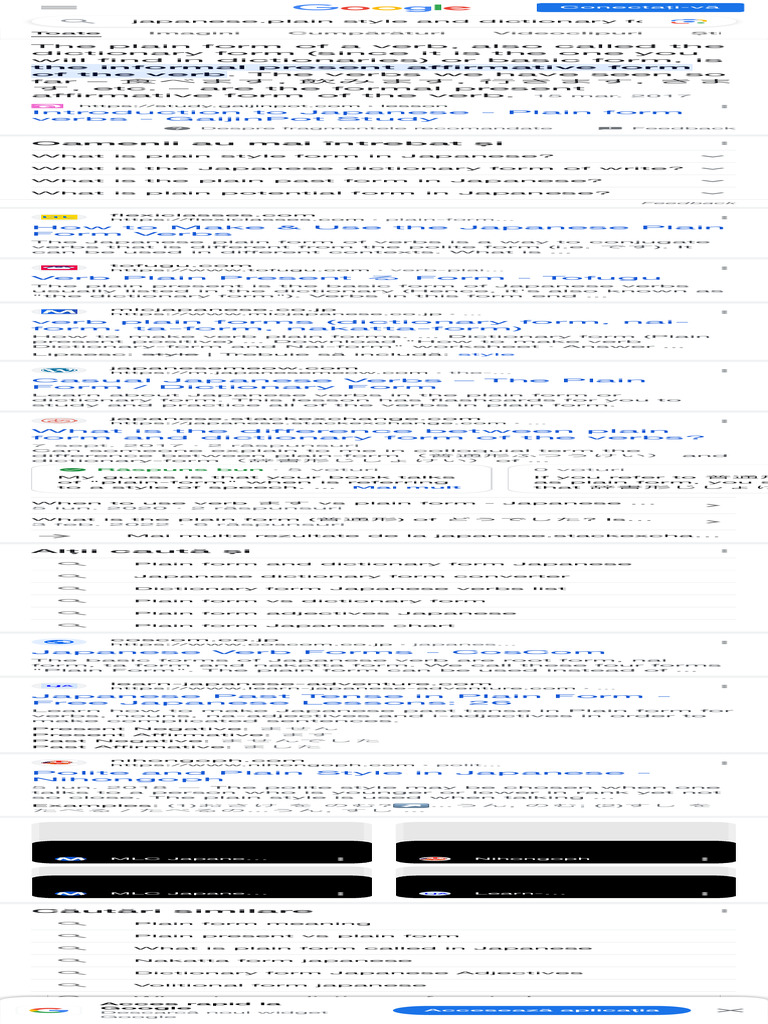 Japanese - Plain Style and Dictionary Form - Căutare Google | PDF