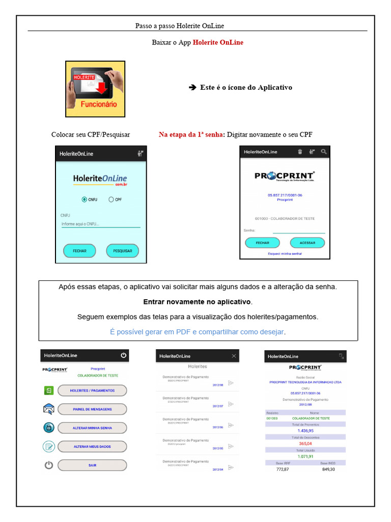 Guia para Usar o Holerite OnLine | PDF