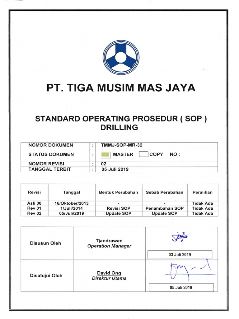 Sop TMMJ Drilling | PDF
