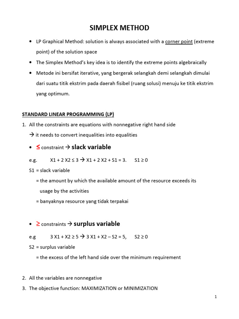 Simplex Method Baru | PDF | Mathematical Optimization | Applied Mathematics Simplex Method Baru | PDF | Mathematical Optimization | Applied Mathematics