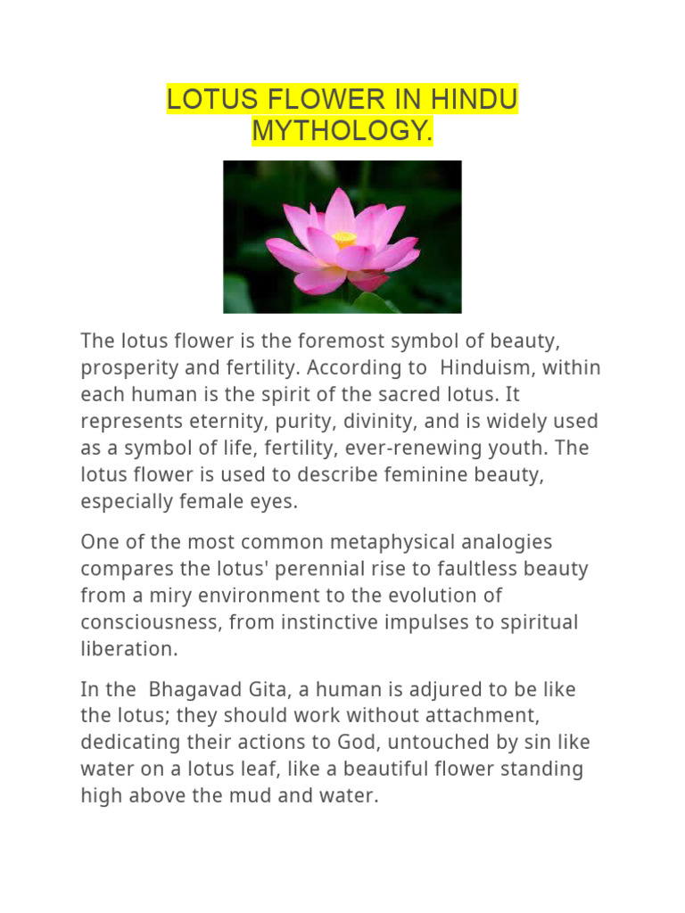 Lotus Flower in Hindu Mythology. | PDF | Devi | Vishnu