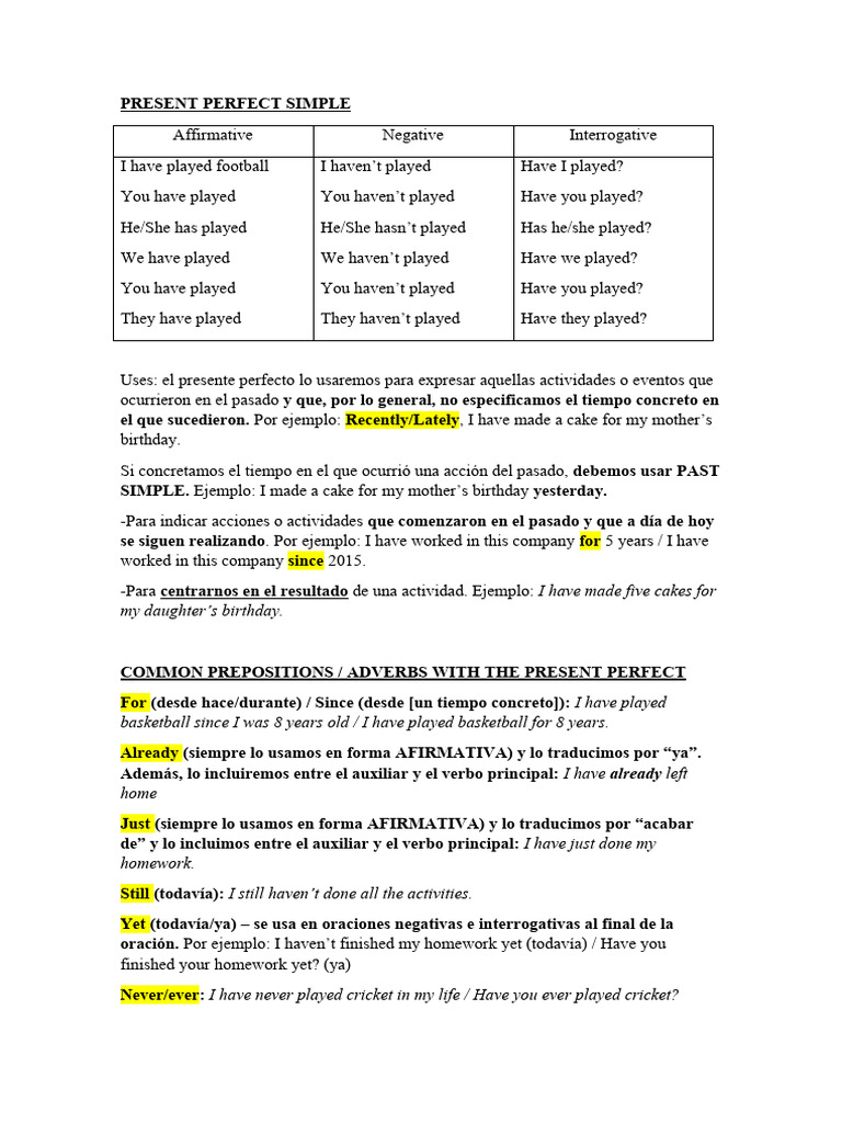 Grammar Theory - Present Perfect Simple & Continuous | PDF