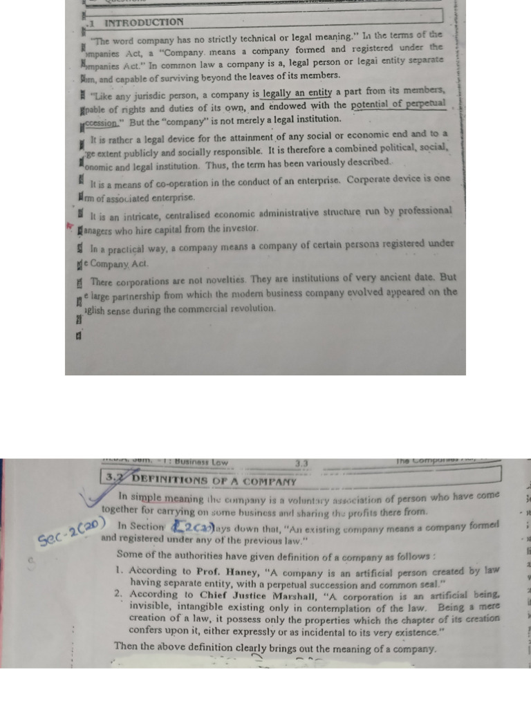 Company Law Unit-1 | PDF