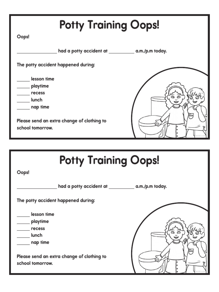 BW Potty Training Oops! Note To Parents | PDF