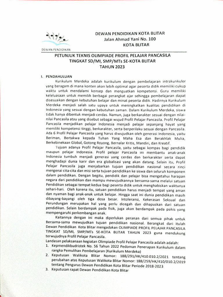 juknis olimpiade DP 2023 | PDF